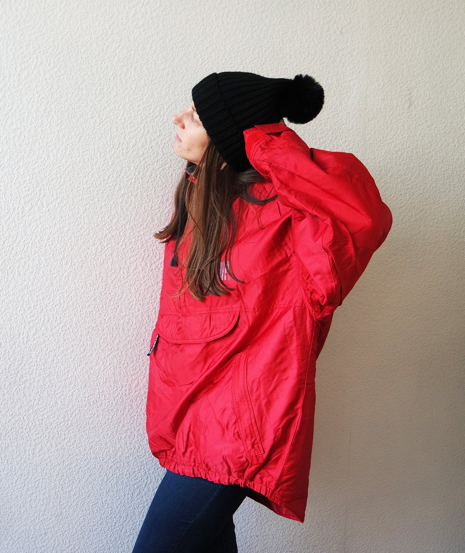 Vintage Red Windbreaker Jacket Winter Outdoor Jacket Retro Jacket ...