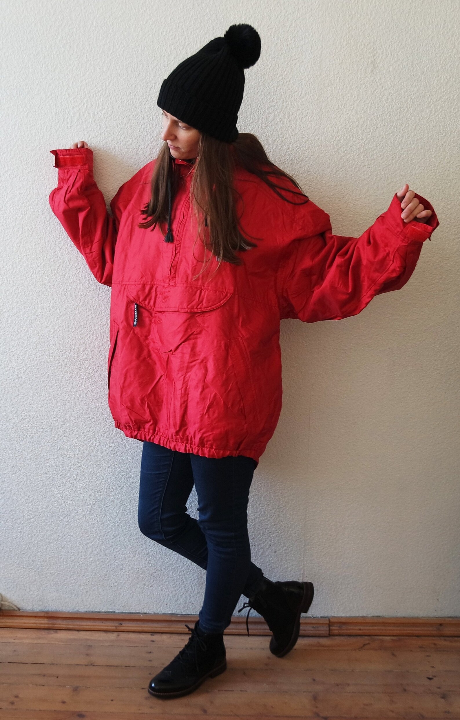 Vintage Red Windbreaker Jacket Winter Outdoor Jacket Retro Jacket ...