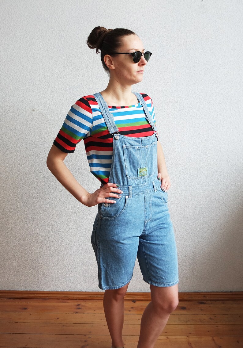 Vintage Denim Overalls Unisex Shortalls Overalls Shorts Jeans Light ...