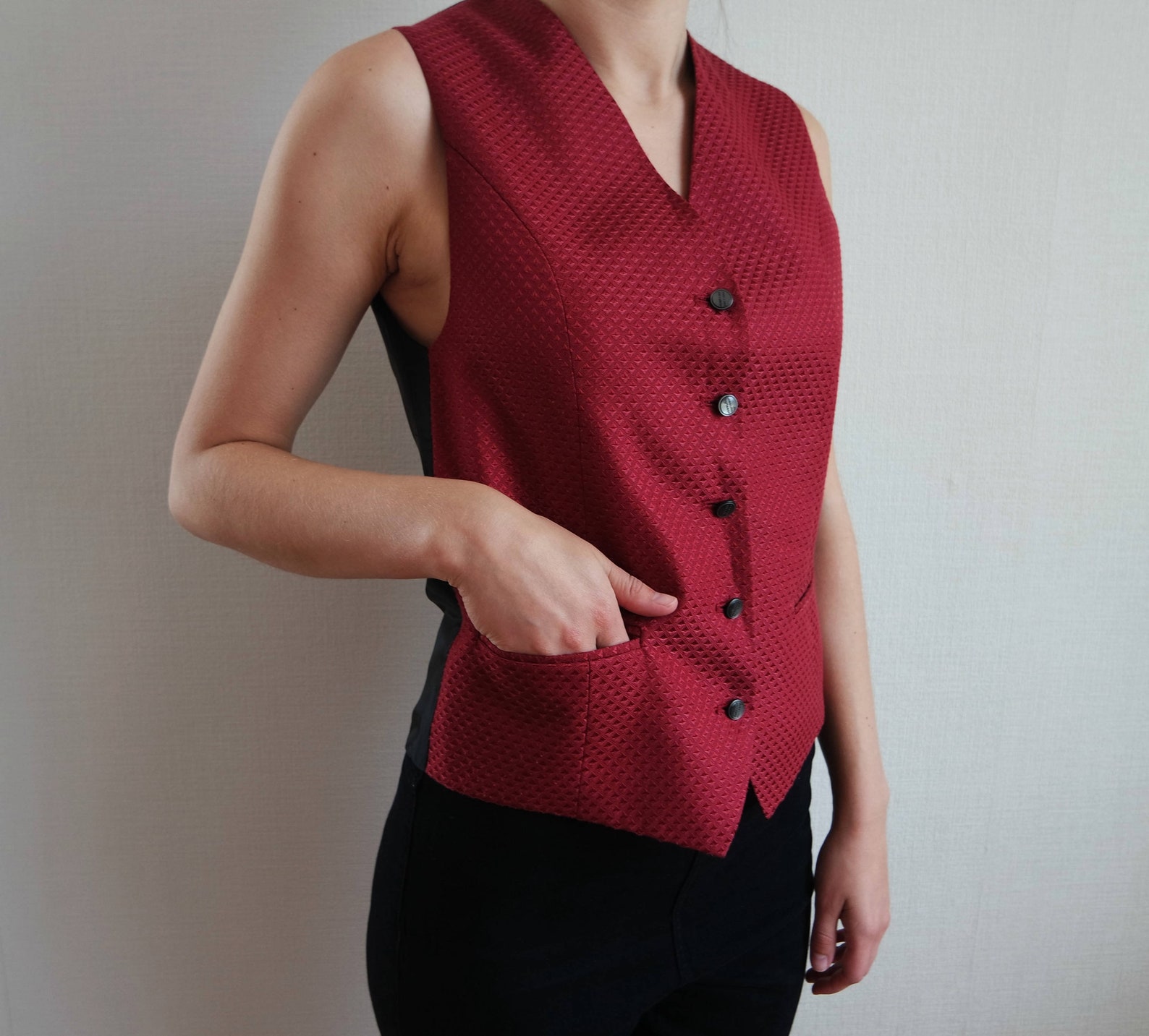 Women's Vest Dark Red Vintage Vest Women Classic Vest - Etsy