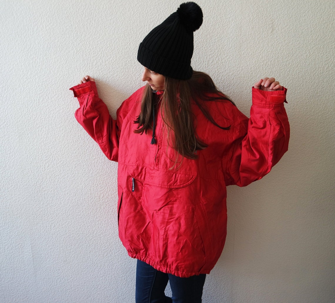 Vintage Red Windbreaker Jacket Winter Outdoor Jacket Retro - Etsy