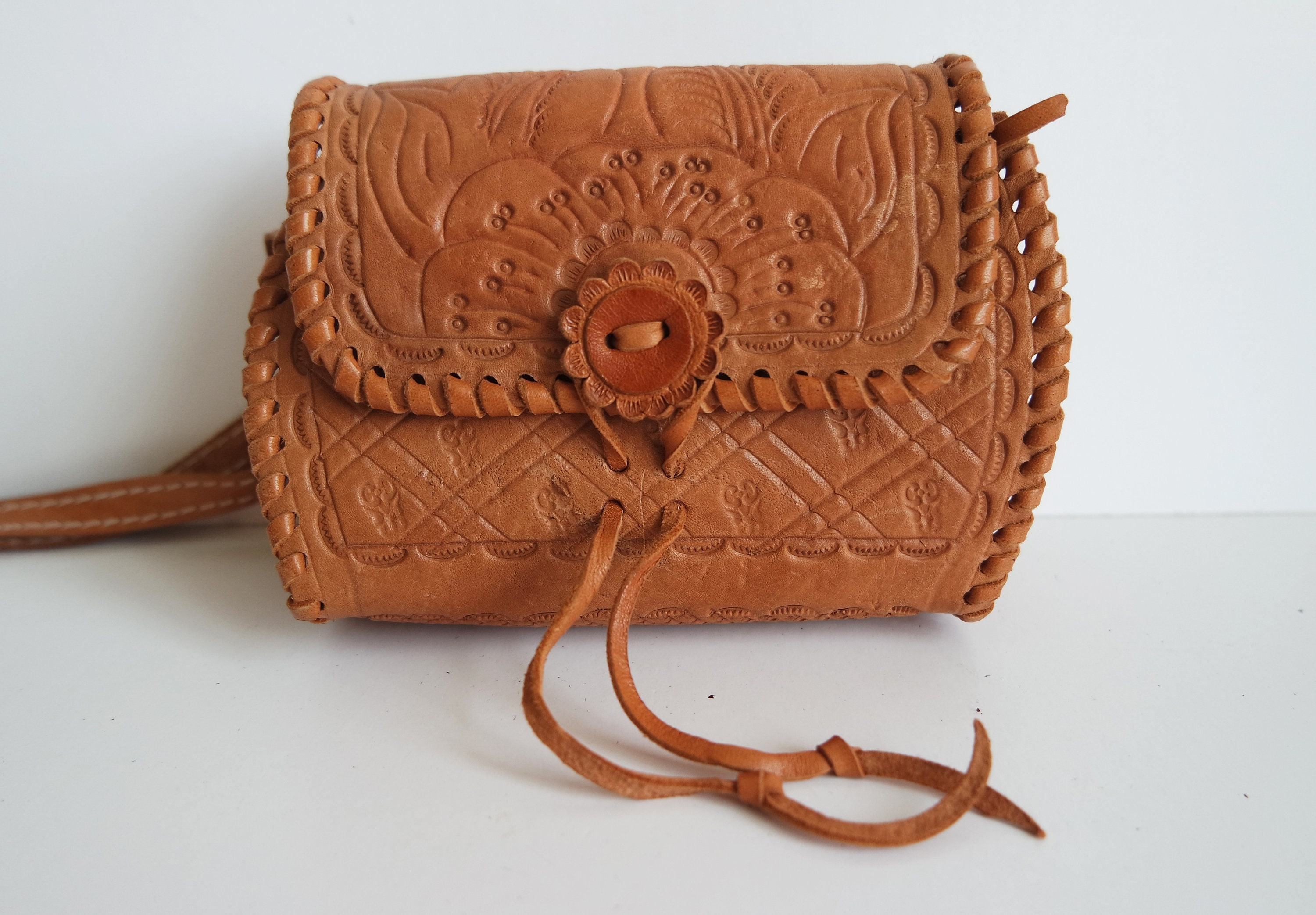 Vintage Brown Genuine Leather Small Messenger Bag Crossbody Bag Clutch ...