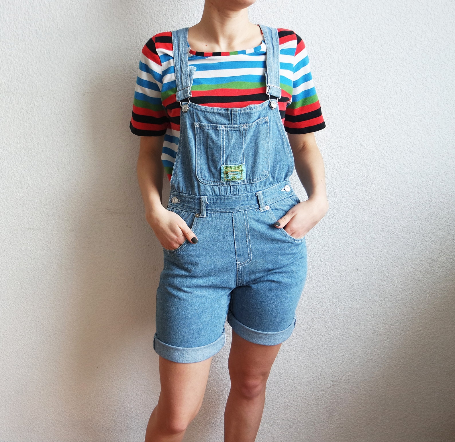 Vintage Denim Overalls Unisex Shortalls Overalls Shorts Jeans Light ...