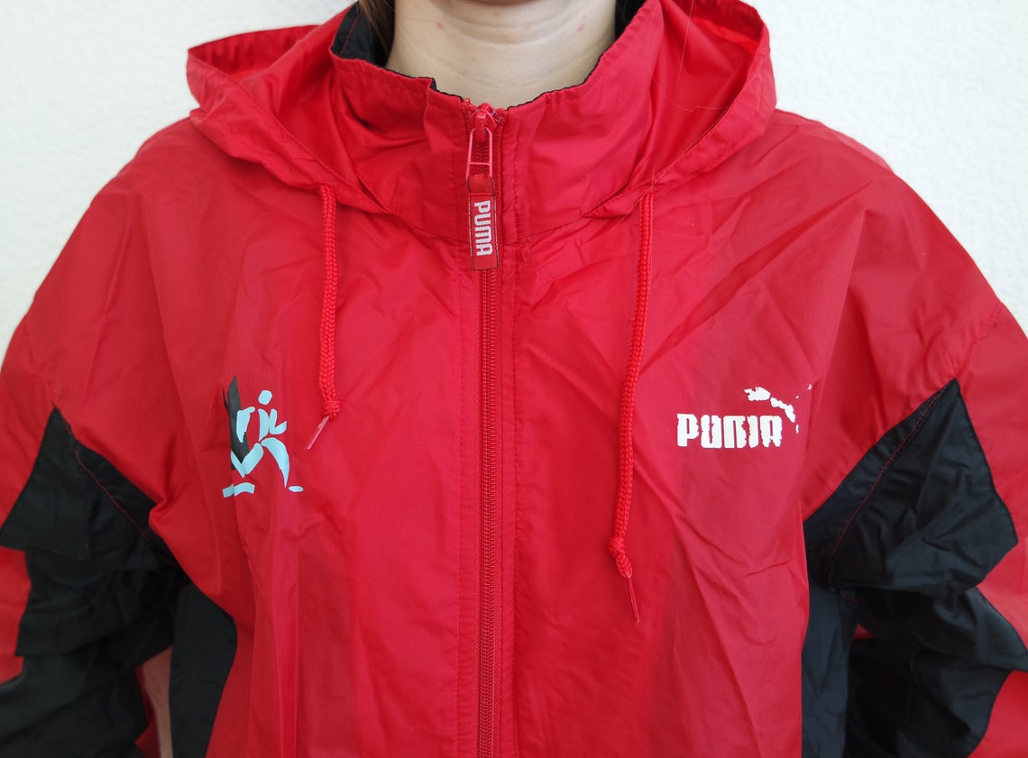 Puma Jacket Red Vintage Puma Red Sport Jacket Hooded Puma - Etsy