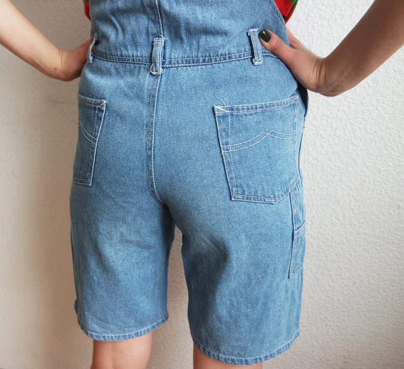 Vintage Denim Overalls Unisex Shortalls Overalls Shorts Jeans Light ...