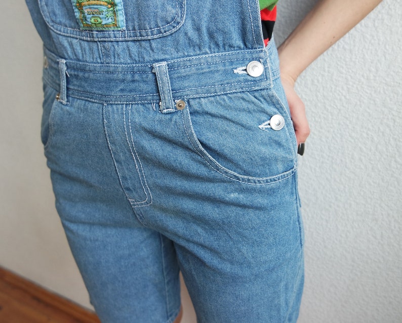 Vintage Denim Overalls Unisex Shortalls Overalls Shorts Jeans Light ...