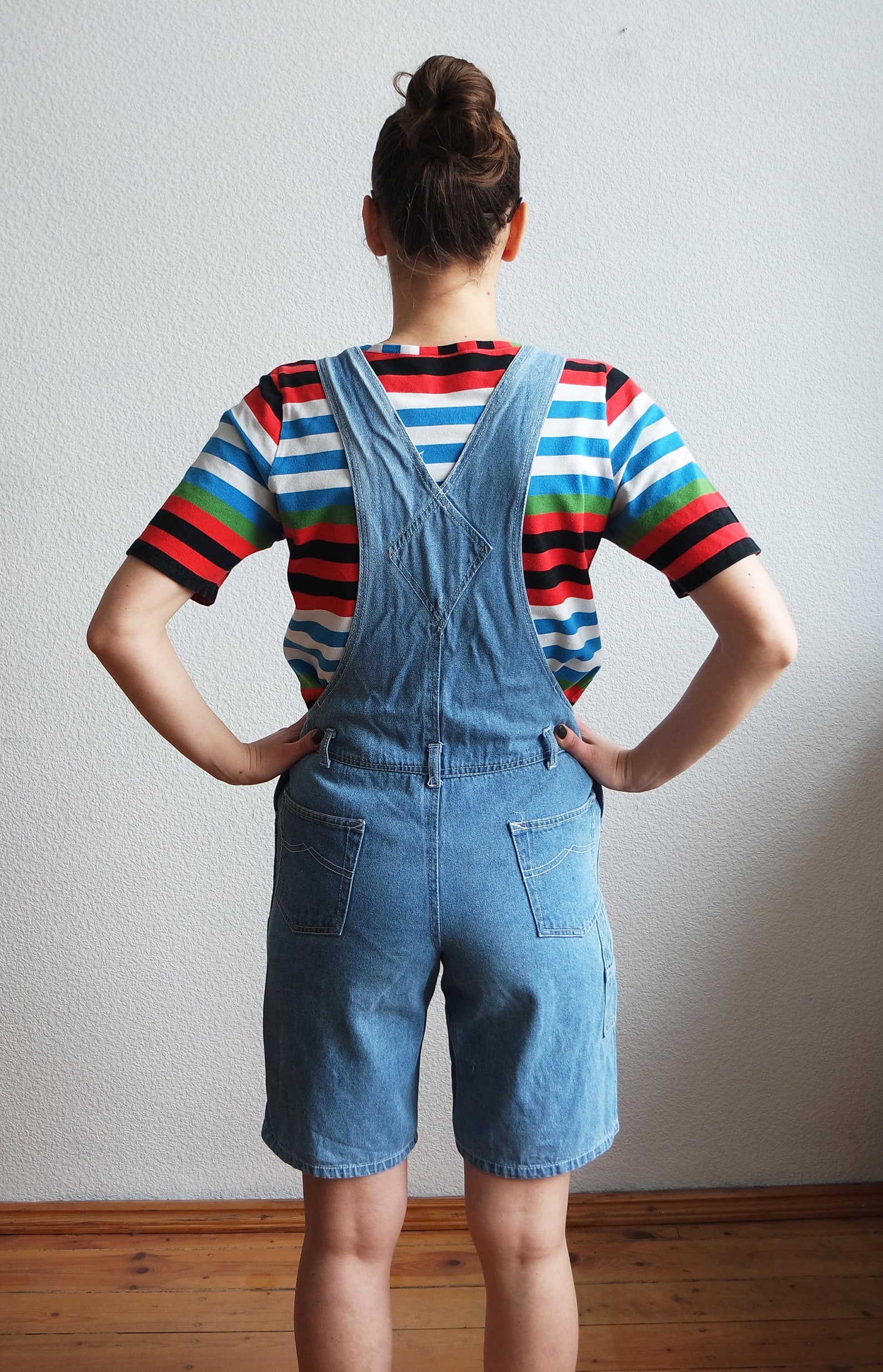 Vintage Denim Overalls Unisex Shortalls Overalls Shorts Jeans Light ...