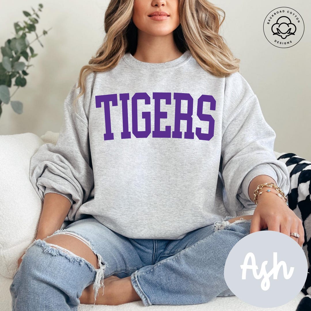 Tigers Shirt | Tigers Varsity Print Mascot Sweatshirt | Tigers Sweatshirt | Tigers Mascot ...