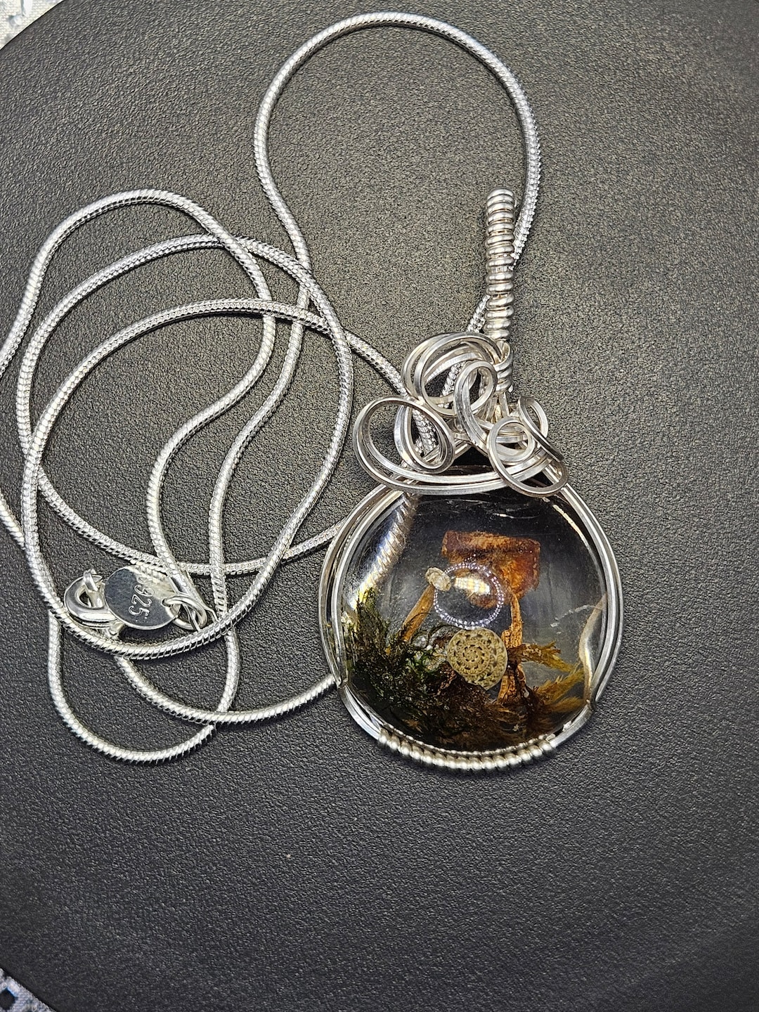 FOREST Scene in RESIN Wire Wrapped in SILVER! Resin Cabochon Encased in ...