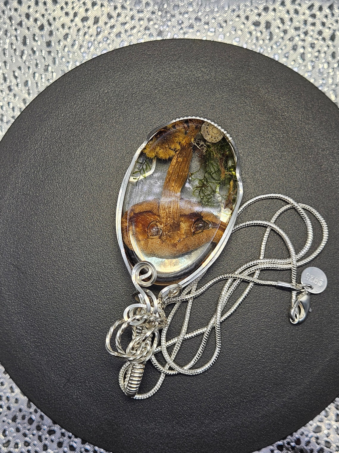Oval FOREST Scene in RESIN Wire Wrapped in SILVER! Resin Cabochon ...