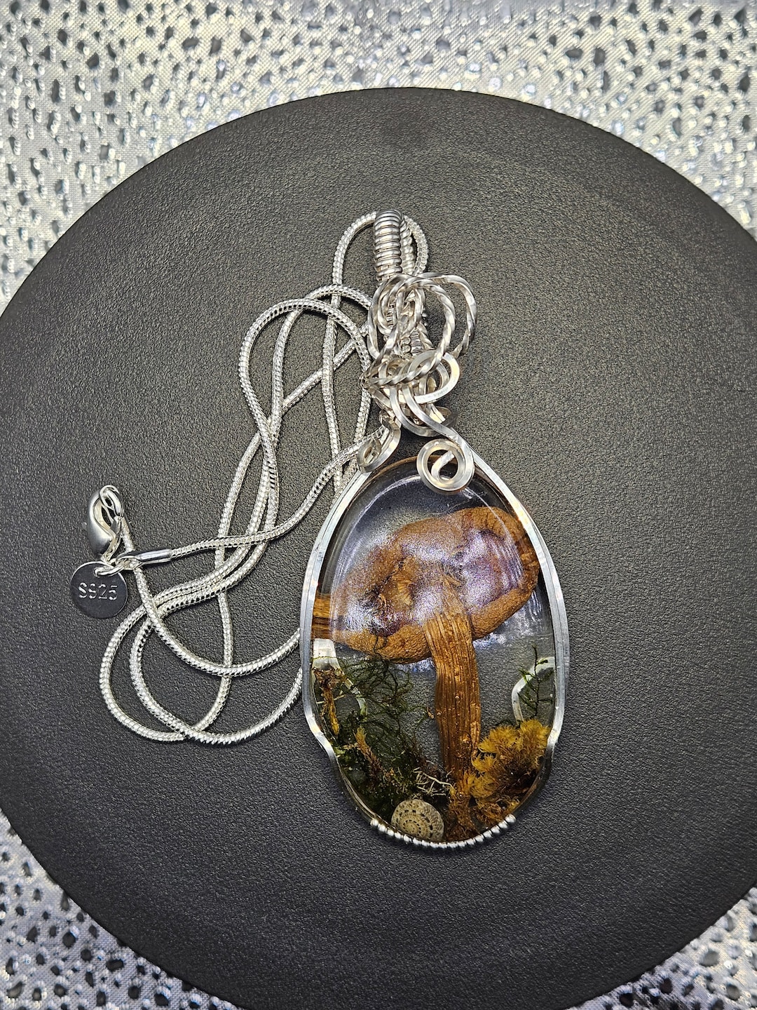 Oval FOREST Scene in RESIN Wire Wrapped in SILVER! Resin Cabochon ...