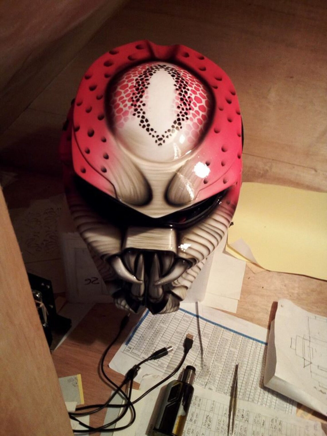 Red awesome alien insect helmet predator motorcycle custom | Etsy