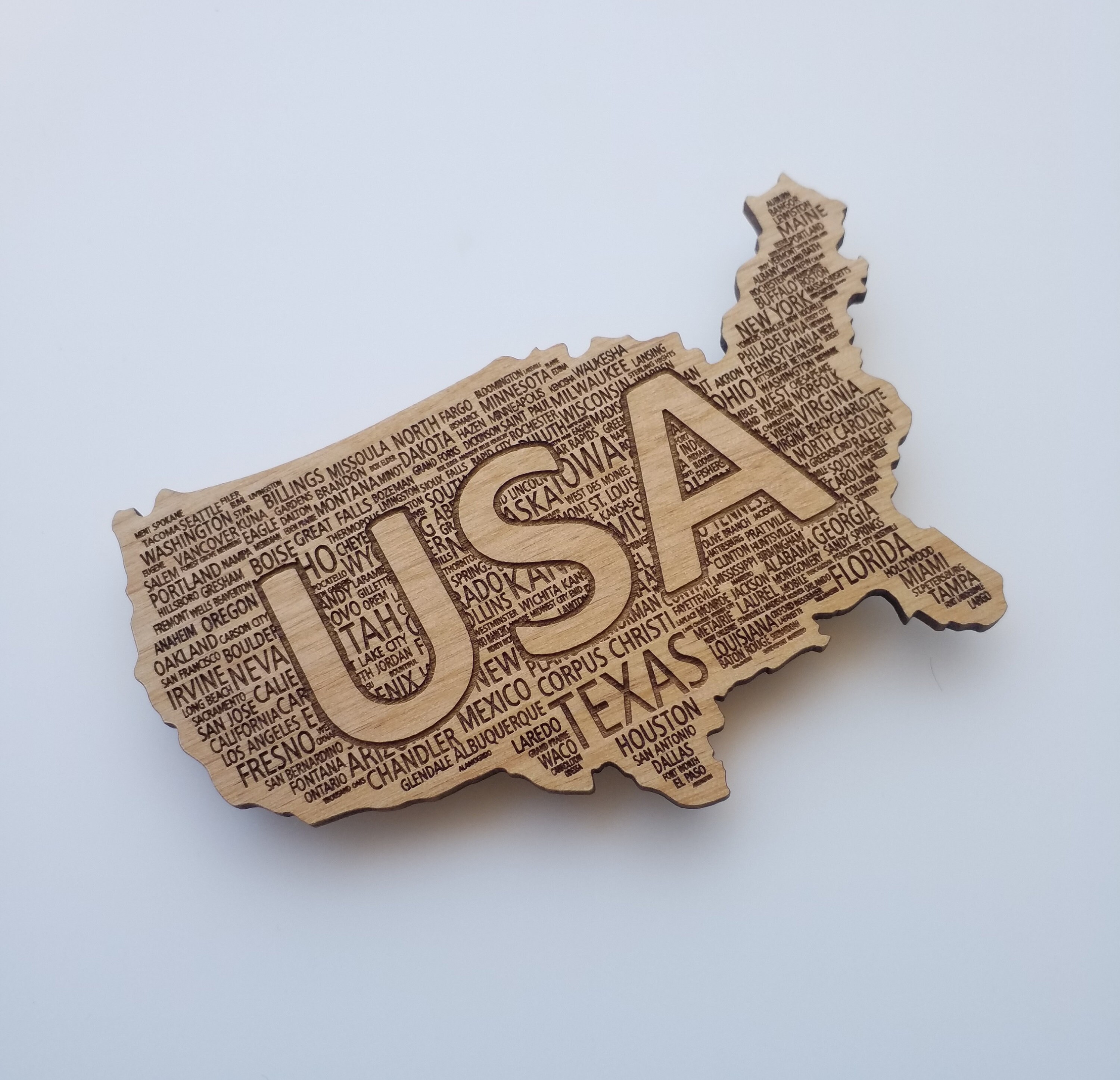 USA Laser Cut Wooden Refrigerator Magnet - States Engraved - Etsy