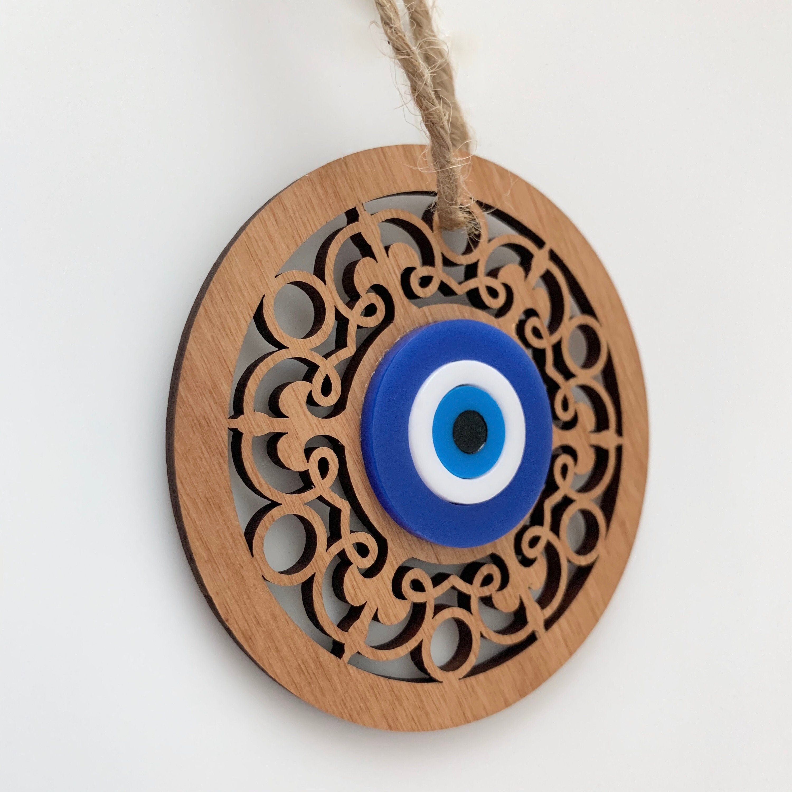 Evil Eye Protection Wood Wall Hanging Charm Nazar Decor - Etsy