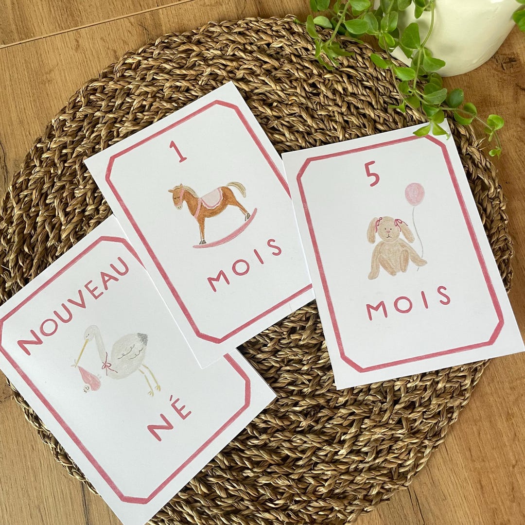 Cartes Étapes Bébé Illustrées | Cartes Mensuelles Bébé | De Nouveau-né ...