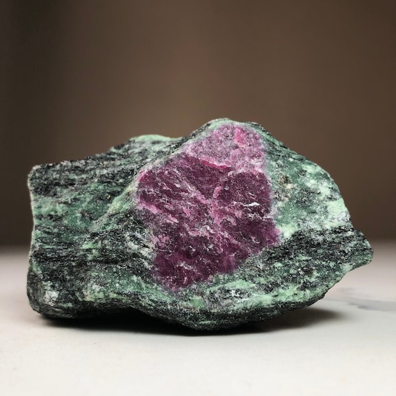 Ruby With Zoisite Specimen Raw Ruby Crystal on Green Zoisite | Etsy