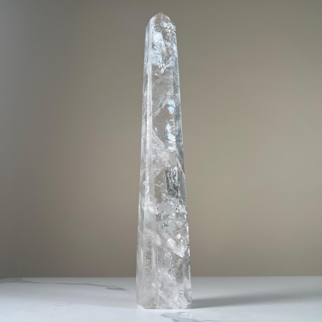 Clear Quartz Tower | Quartz Crystal With Rainbow Inclusions - Etsy