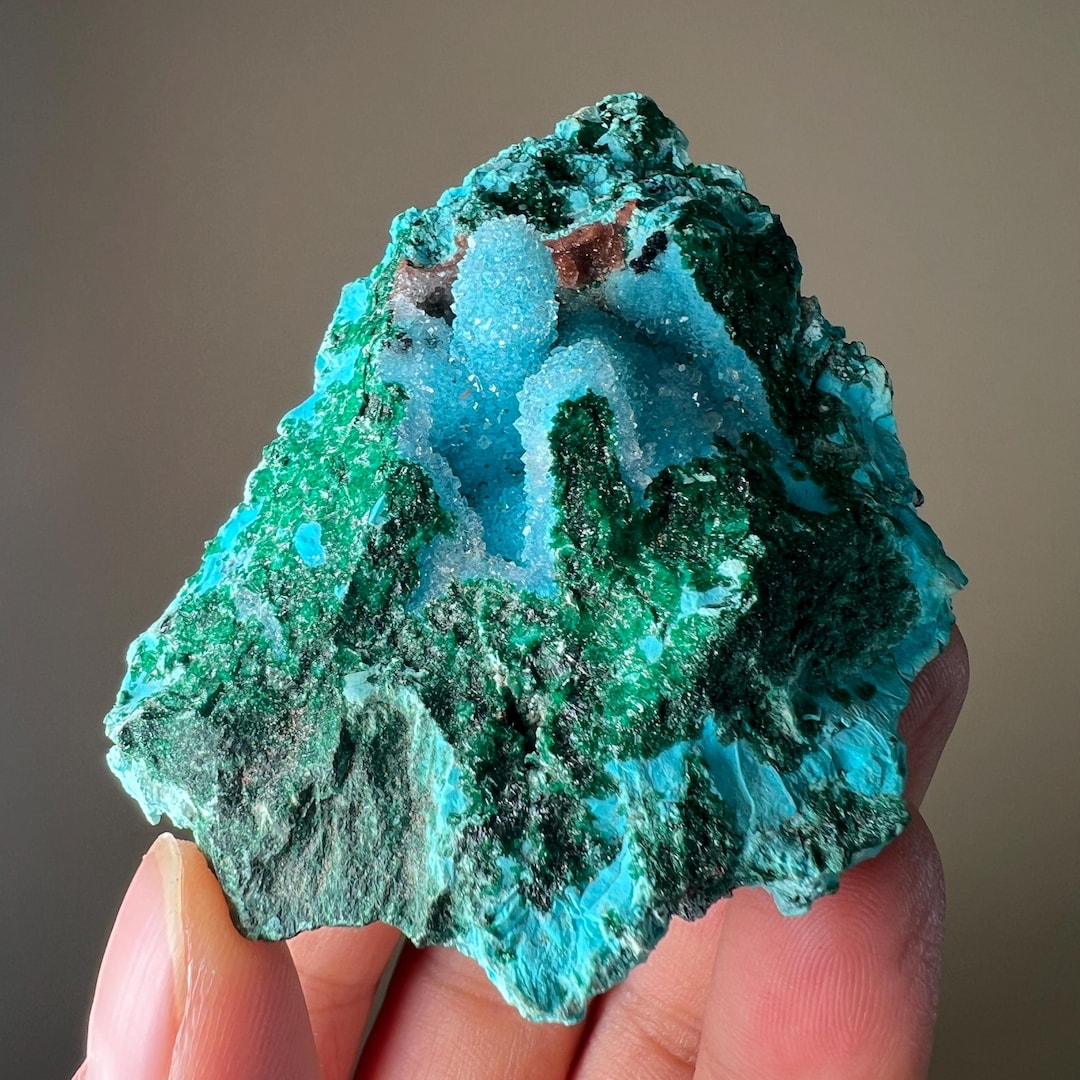 Chrysocolla With Druzy Quartz Crystal and Malachite | Mineral Specimen ...