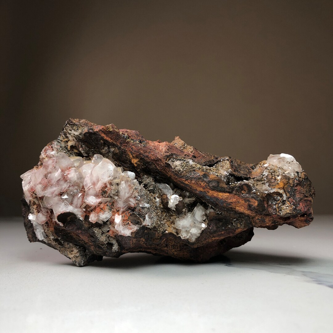 Calcite With Hemimorphite on Goethite and Limonite Mineral Specimen - Etsy