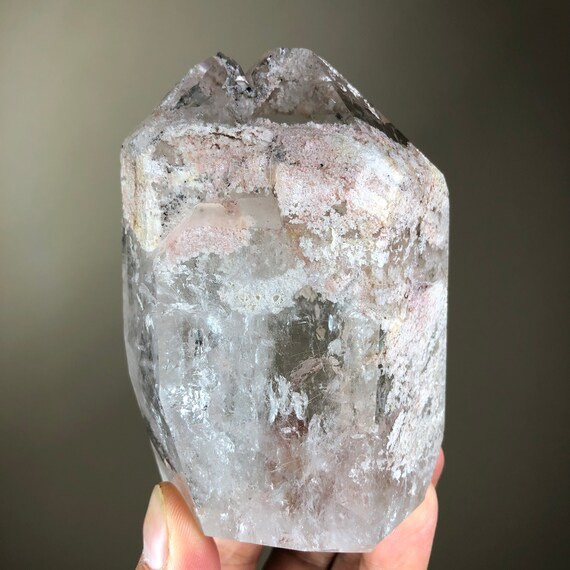 Lodolite quartz tower pink inclusion quartz with rutile | Etsy