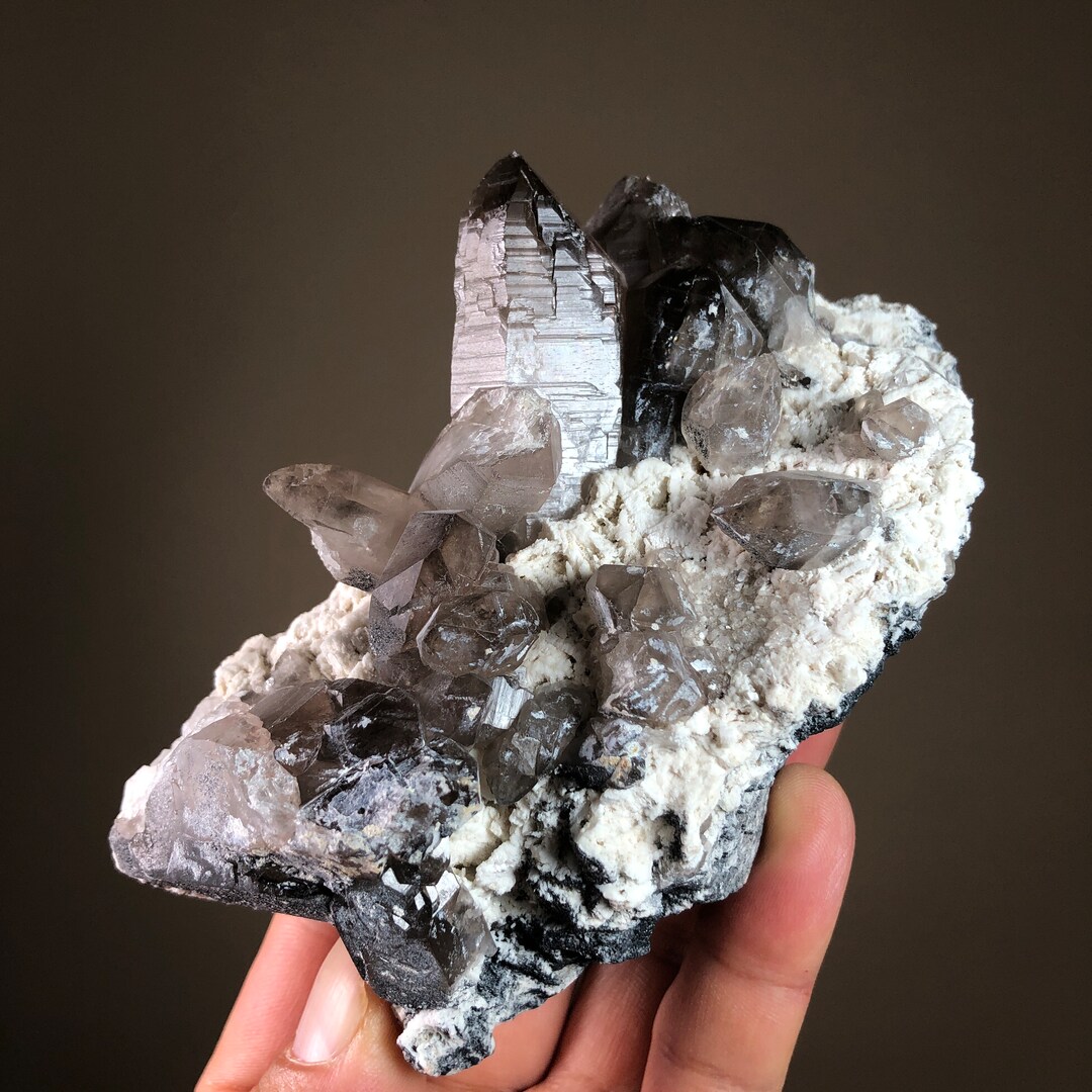 Smoky Quartz With Microline on Matrix - Etsy