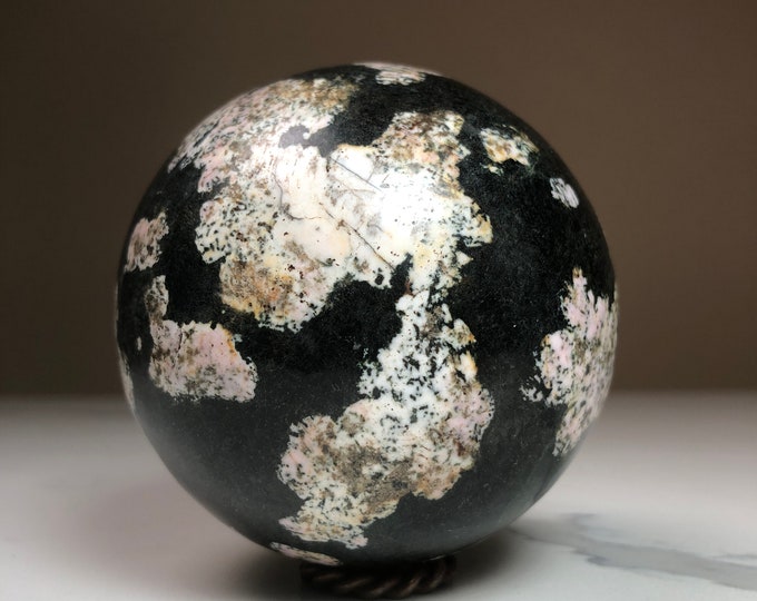 Black Jade Orb With Thulite | Black Jade and Pink Thulite Sphere ...