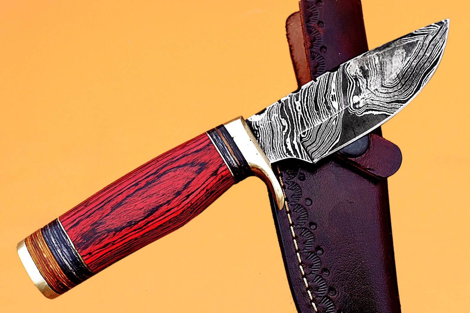 Custom Handmade Damascus Steel Fixed Blade Hunting Knife Red | Etsy Custom Handmade Damascus Steel Fixed Blade Hunting Knife Red | Etsy