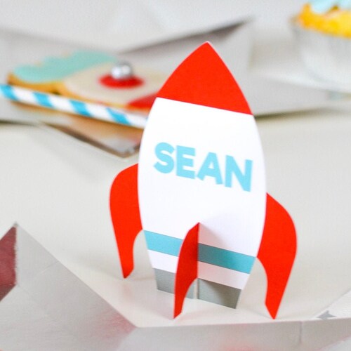 3D Personalized Rocket Ship Place Cards Name Cards Outer - Etsy Canada