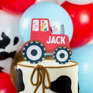 Personalized Farm Tractor Cake Topper, Farm Birthday Party, Farm ...