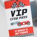 Personalized Vintage Race Car VIP Pass Race Car Birthday | Etsy