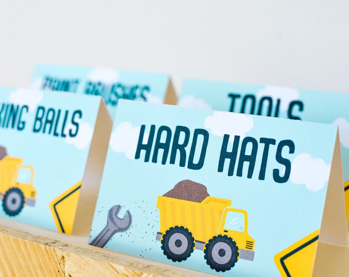 Construction Place Cards, Printable Construction Tent Cards ...