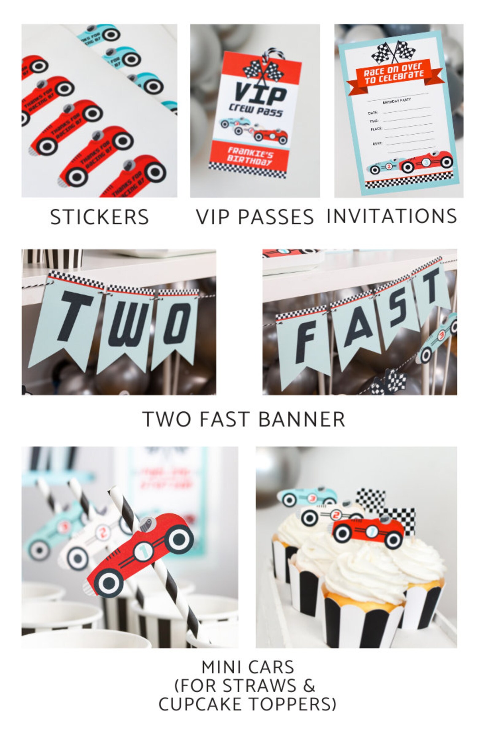 PRINTABLE Vintage Race Car Party Bundle, Race Car Party in a Box, Race ...
