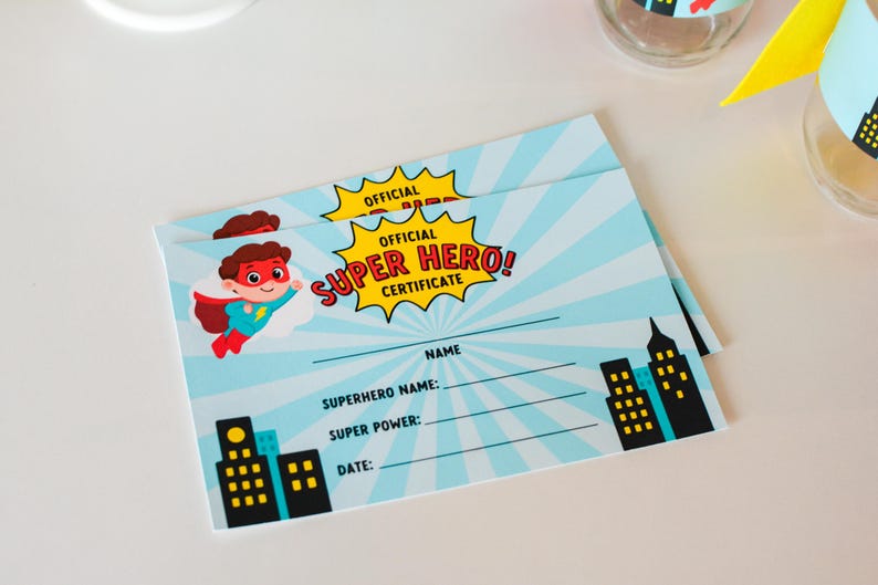 Printable Superhero Certificate | Superhero Birthday Party, Little Hero ...