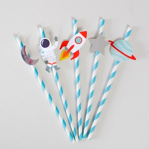 Space Party Paper Straws, Rocket, Astronaut, Moon, Planet, Star, Outer ...