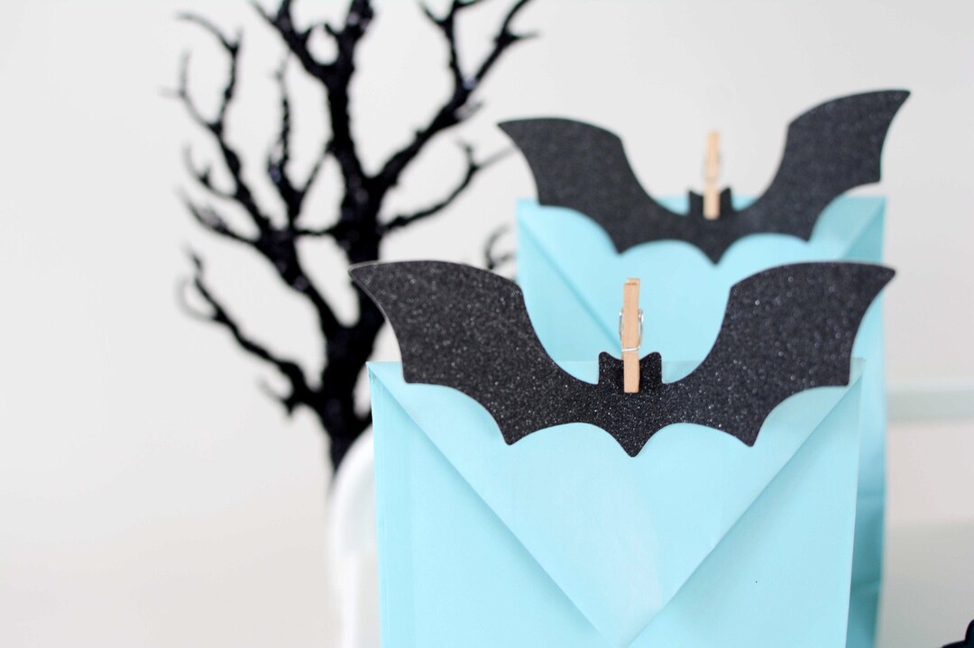 3D Glitter Bat Gift Tags, Halloween Gift Tags, Halloween Treat Bags ...