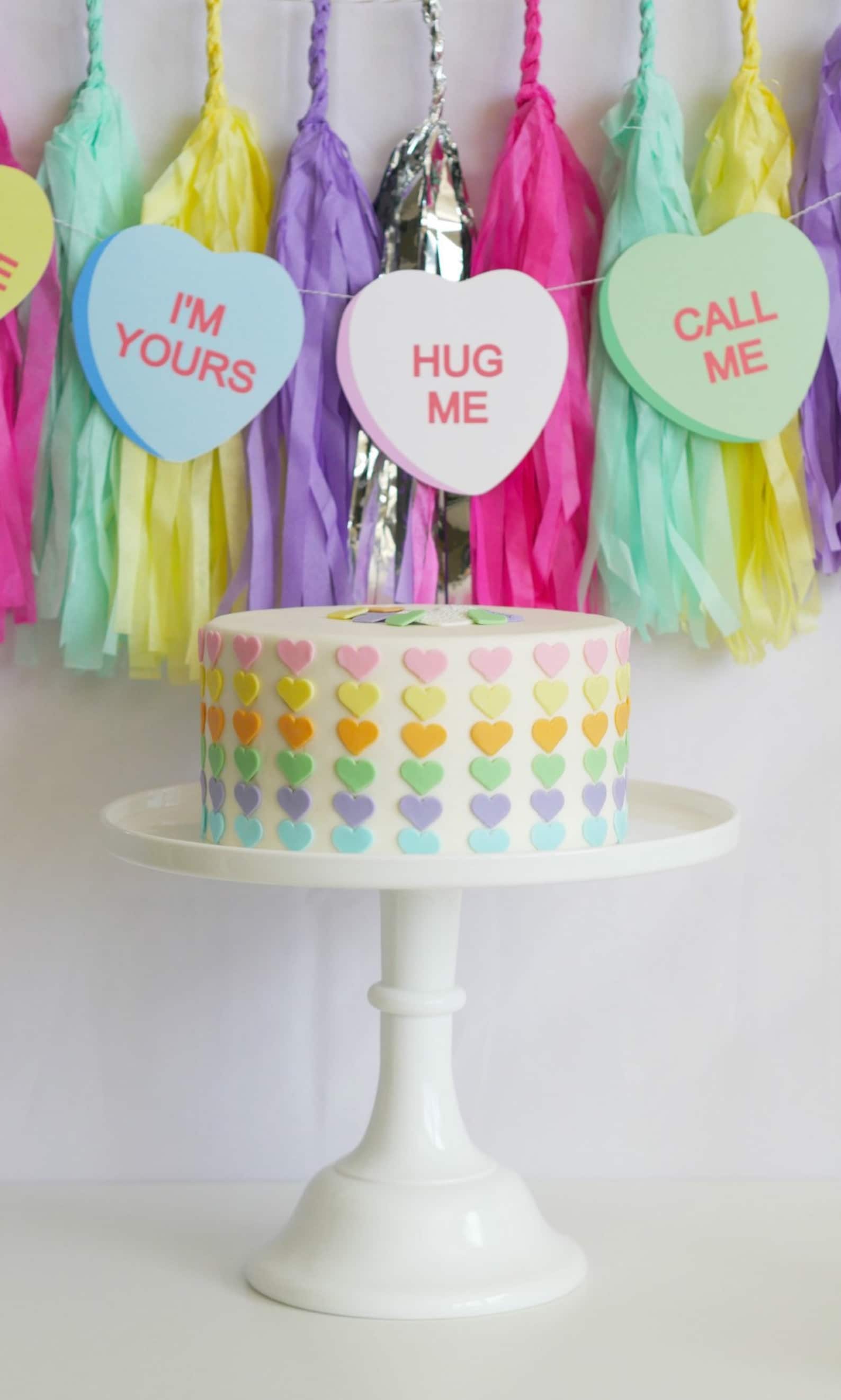 Conversation Heart Garland, Valentines Day Garland, Candy Heart Garland ...