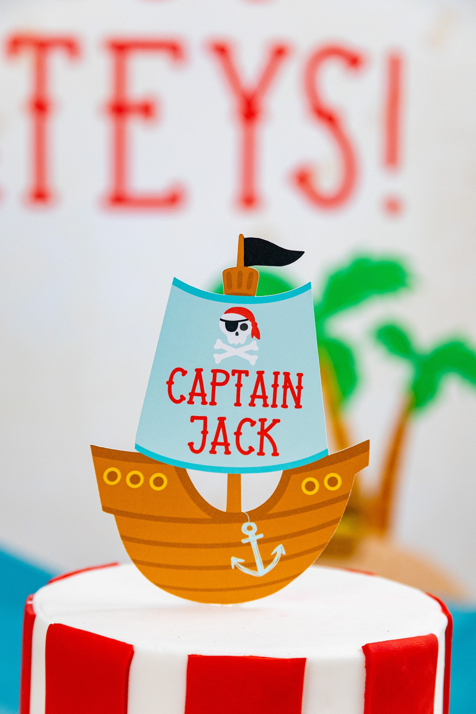 Personalized Pirate Ship Cake Topper Pirate Birthday Party | Etsy
