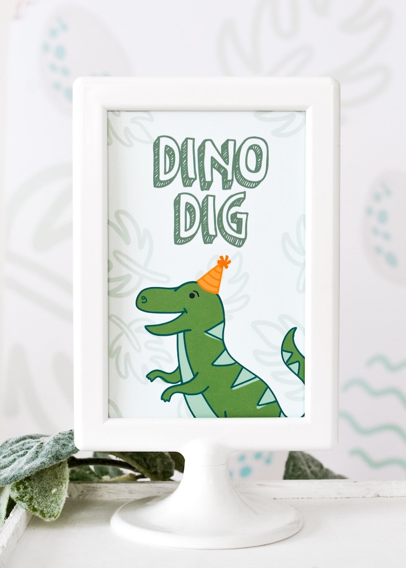 Dino Dig Party Sign, Dinosaur Welcome Sign, Three-rex, Jurassic Park ...