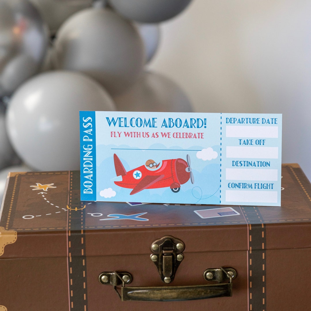 Printable Vintage Airplane Boarding Pass Invitations, Instant Download ...
