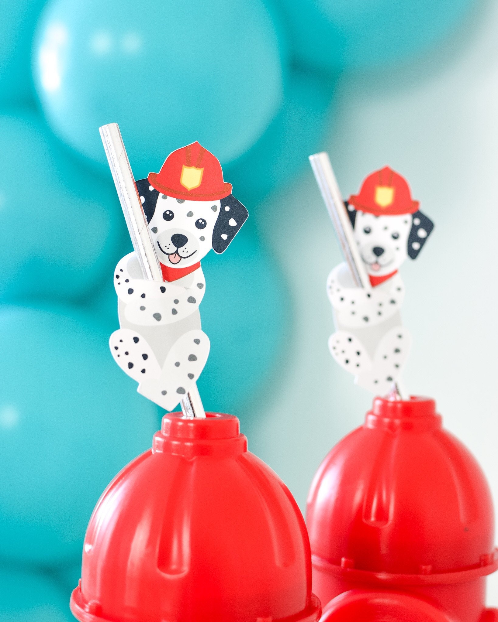 Firefighter Dalmatian Paper Straws | Firetruck Birthday Decorations ...