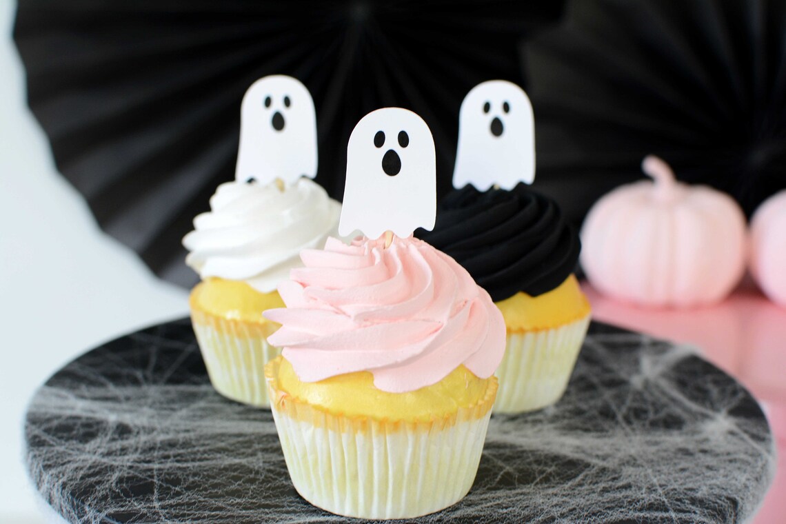 Ghost Cupcake Toppers Halloween Cupcake Toppers Cupcake | Etsy