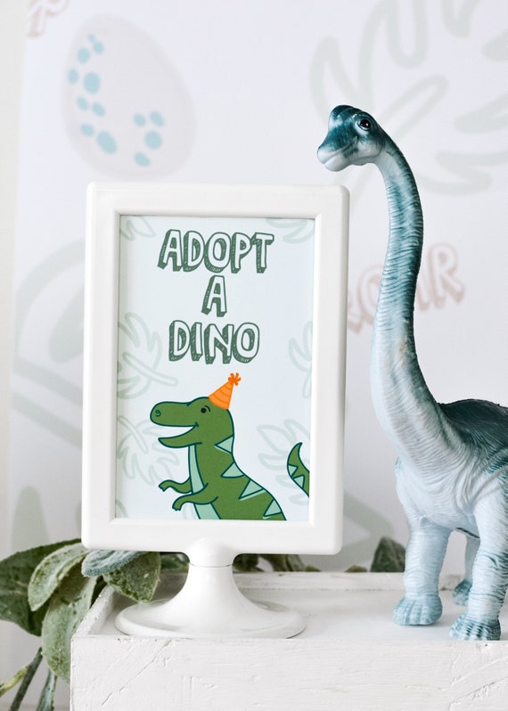 Adopt a Dinosaur Party Sign, Dinosaur Welcome Sign, Three-Rex, Jurassic ...