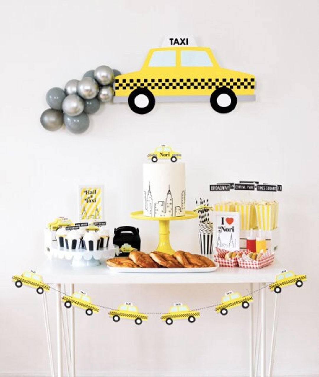 New York Taxi Wall Art, Taxi Backdrop, New York Party, NYC Bistro Party ...