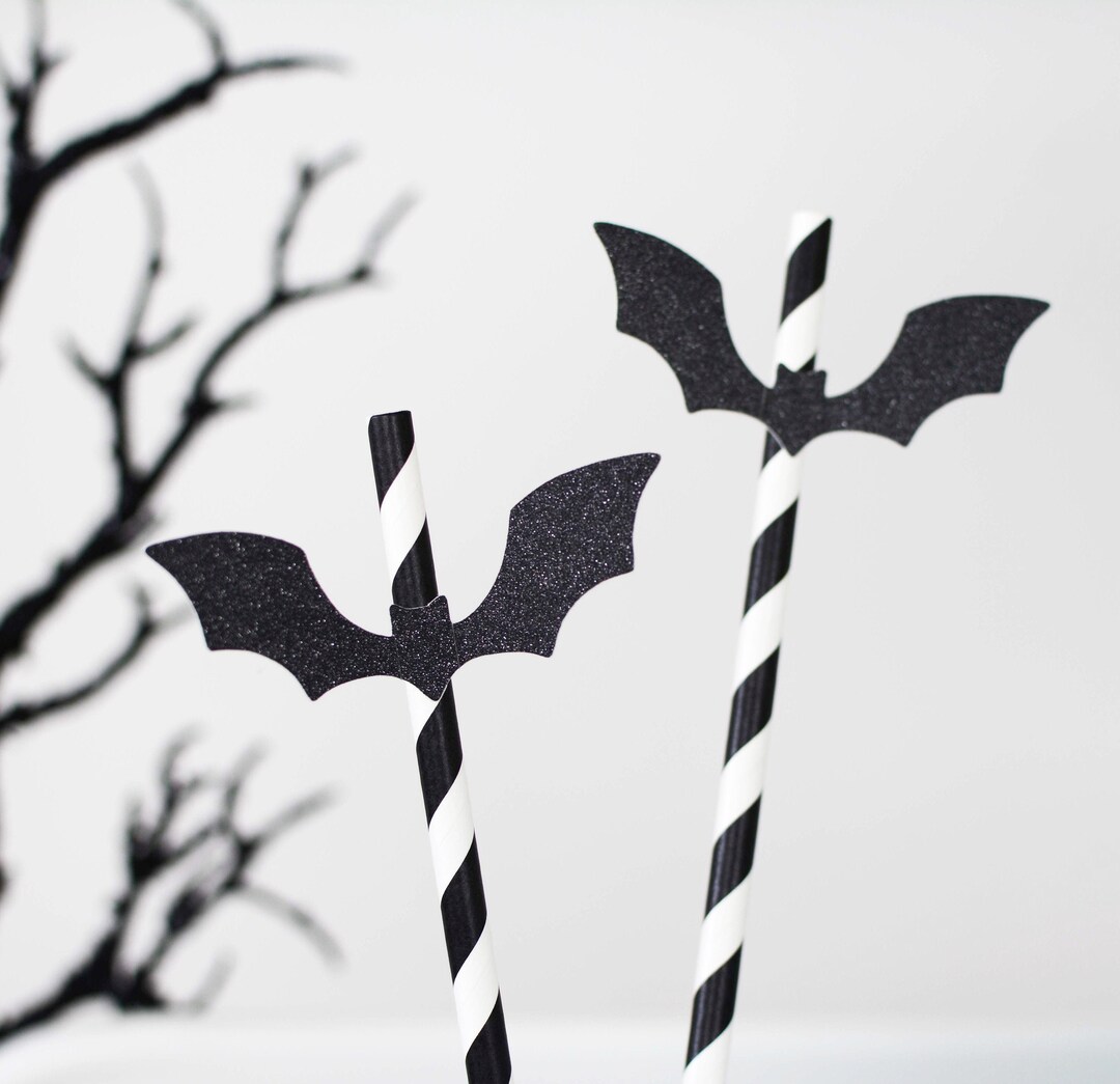 3D Glitter Bat Straws, Halloween Straws, Halloween Decor, Halloween Svg ...