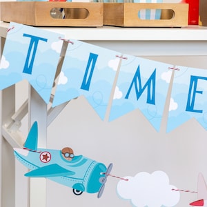 Time Flies Vintage Airplane Garland | Airplane Birthday Banner ...