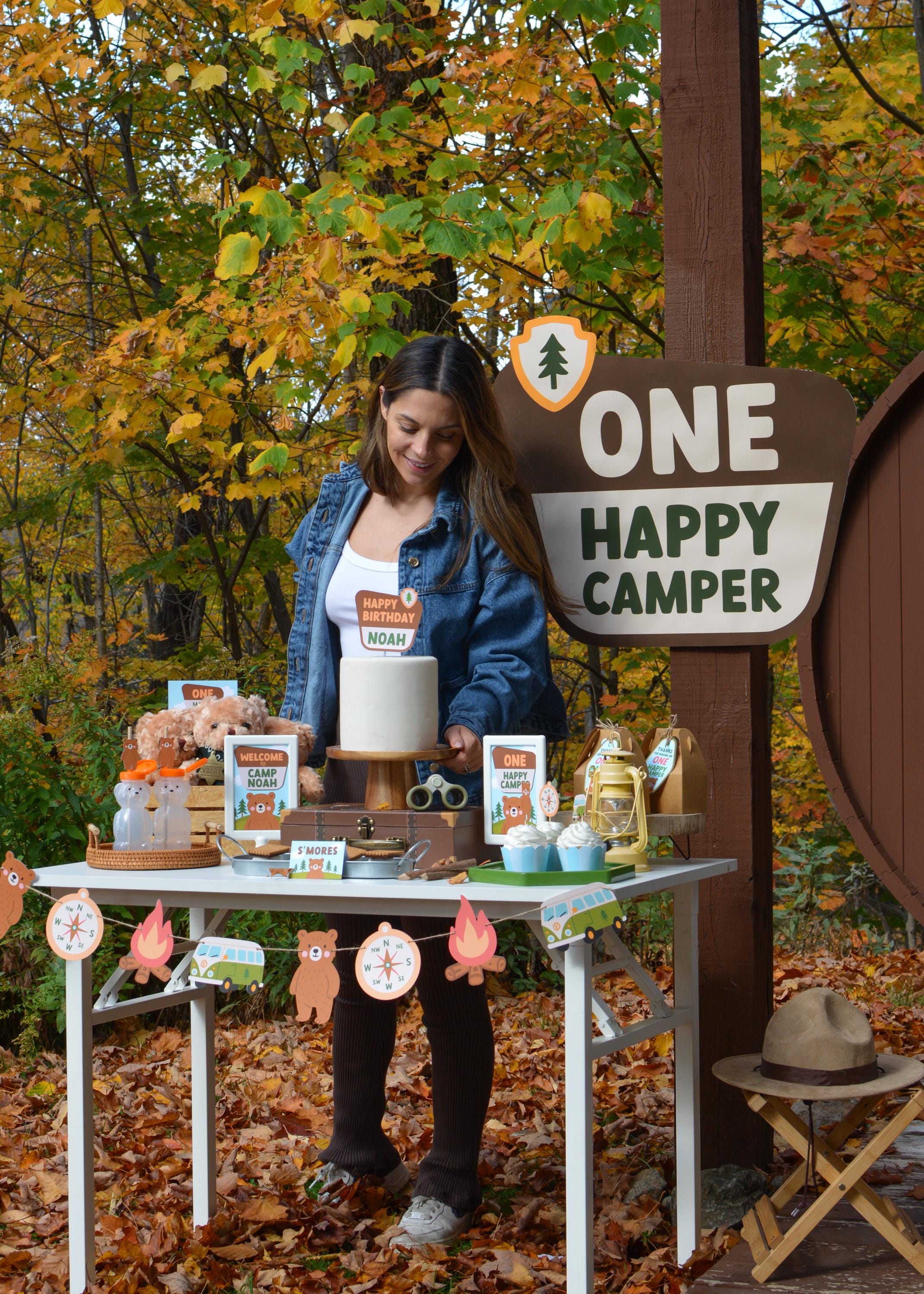 One Happy Camper Cupcake Toppers | Camping & Lumberjack Party ...