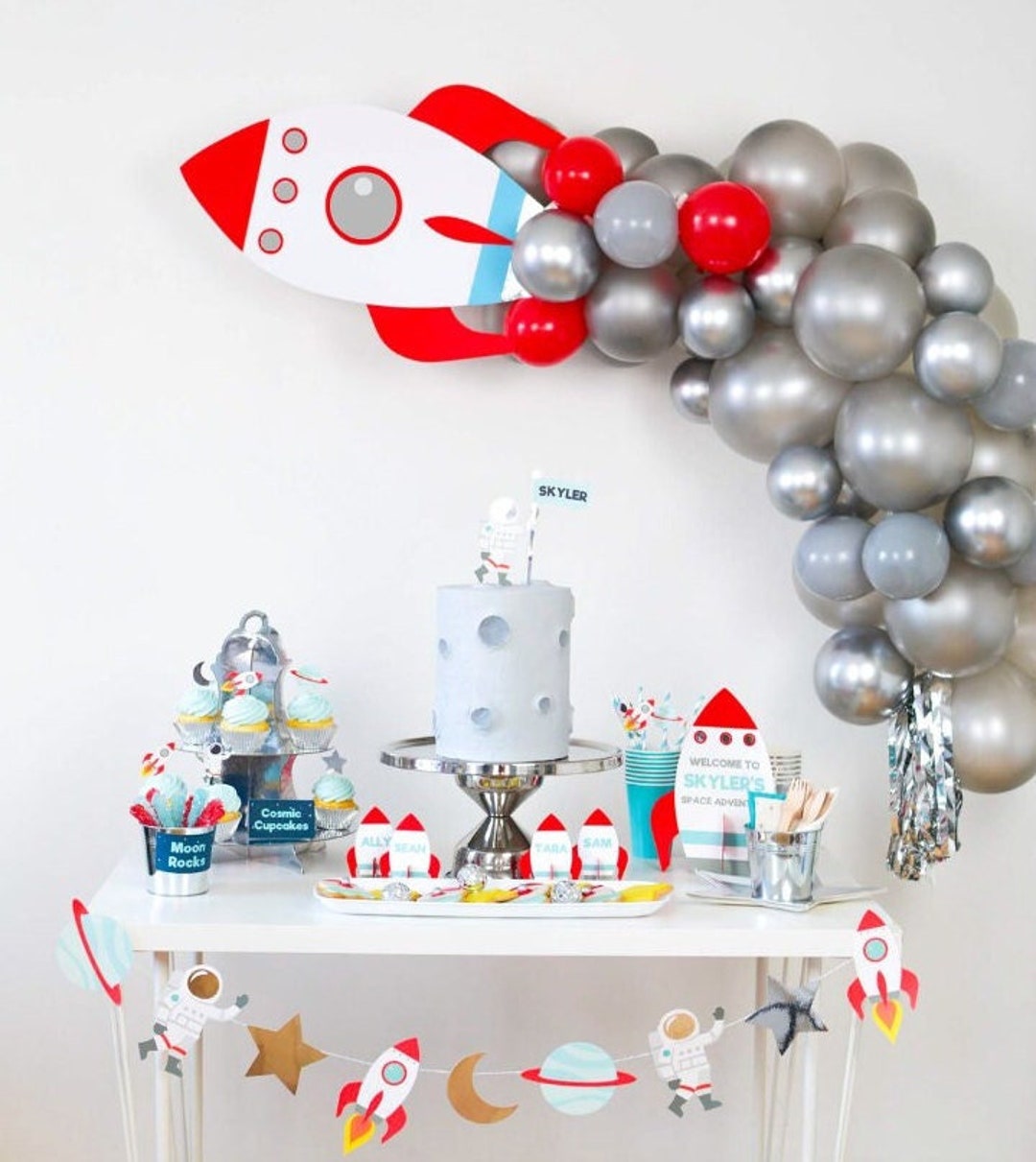 Printable Rocket Wall Art | Outer Space Backdrop | Two the Moon Party ...