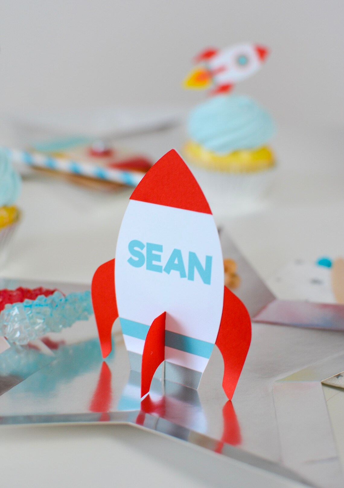 3D Personalized Rocket Ship Place Cards | Custom Name Cards for Kids ...