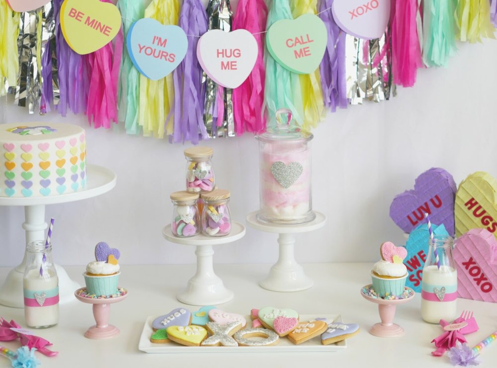 Conversation Heart Garland, Valentines Day Garland, Candy Heart Garland ...