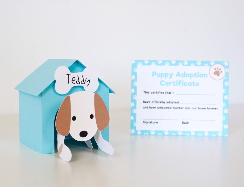 Printable Adopt a Puppy Activity Template, Dog and Dog House Instant ...